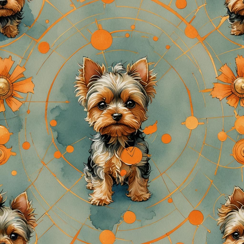 Yorkie with Orange Medallions - AI Generated Artwork - NightCafe Creator