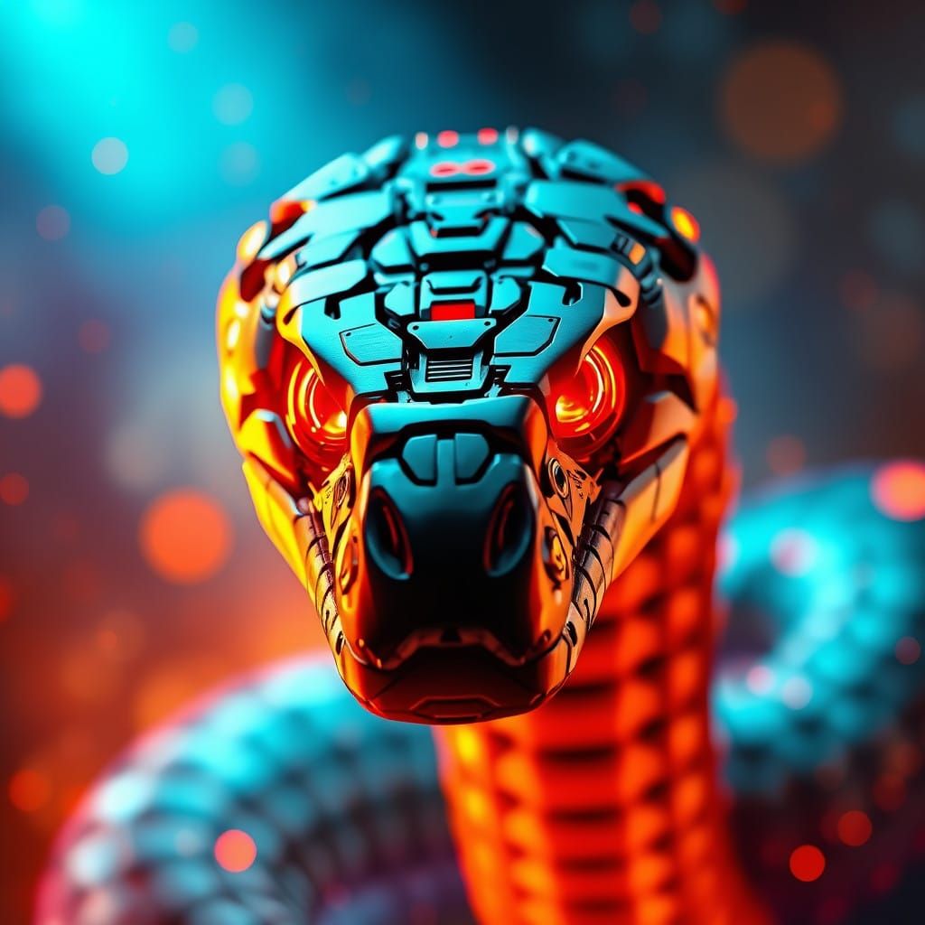 Surreal Robot Snake with Hyperrealistic Glow - AI Art