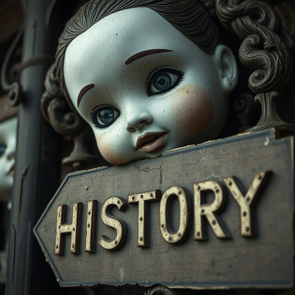 Surreal. Simplistic. Sign: “MOiST HiSTORY” historic closeup image in ...