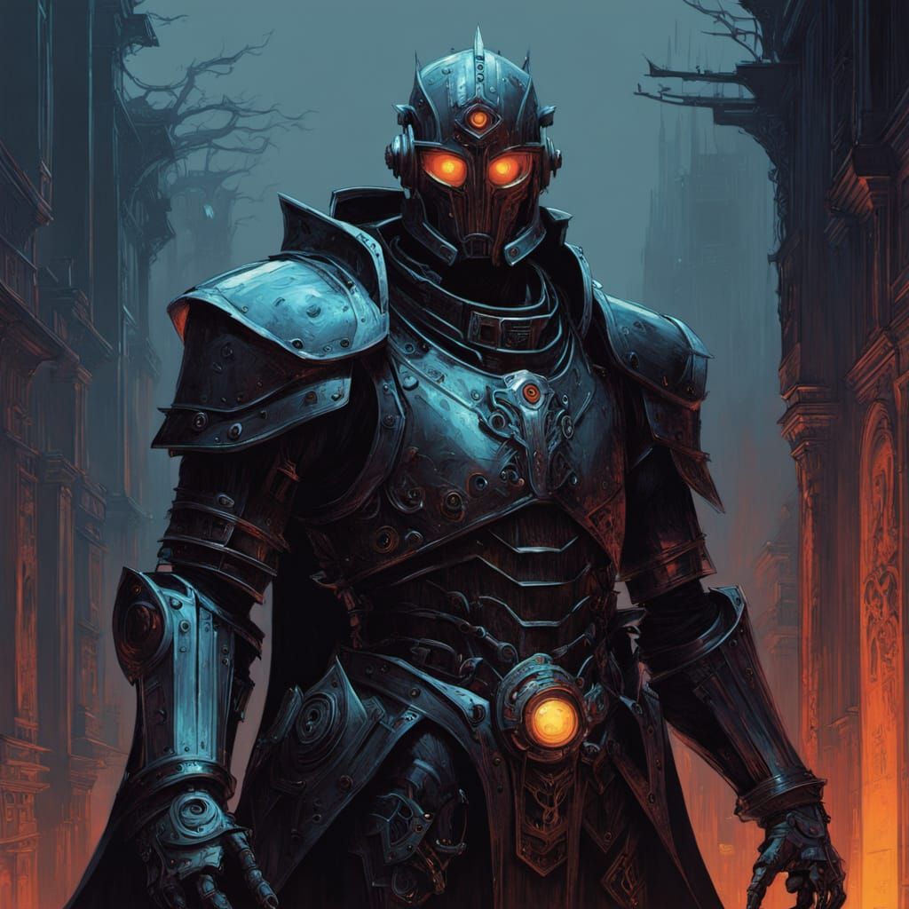 warforged X5-VS "Nocturn" - Cybernetic Warforged Warrior wit...