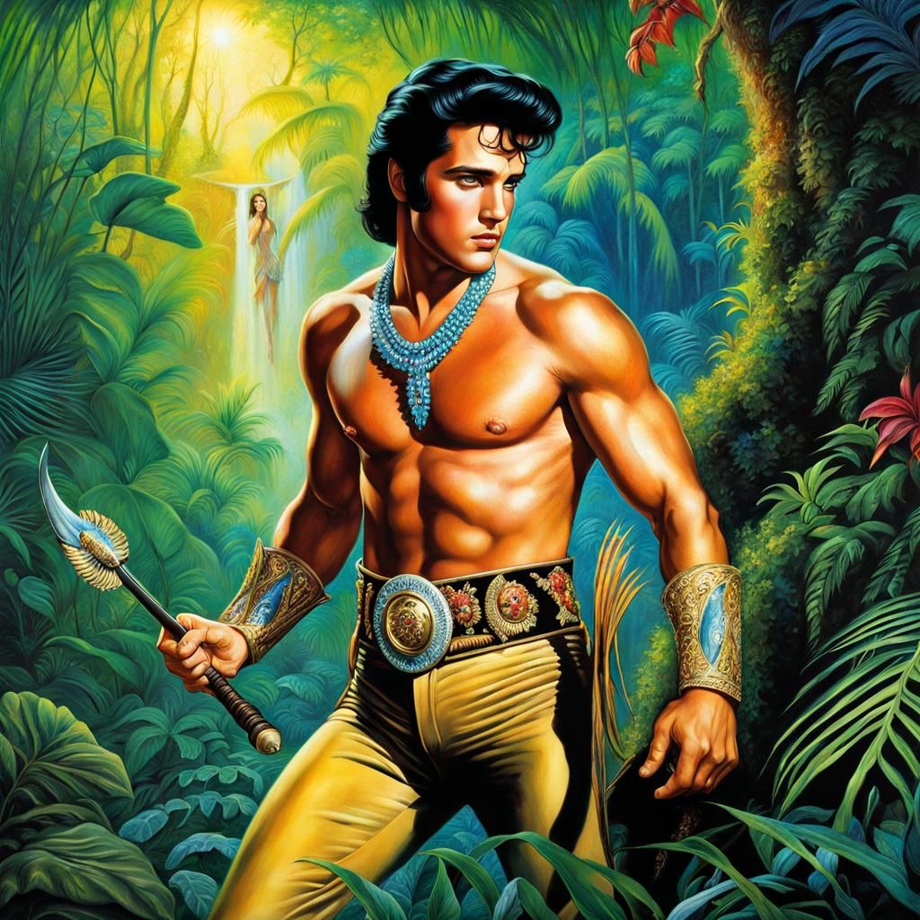Elvis as Tarzan King of Jungle - AI Generated Artwork - NightCafe Creator