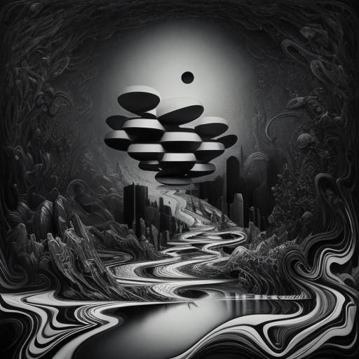 Black and White surrealism in an abstract world - AI Generated Artwork ...