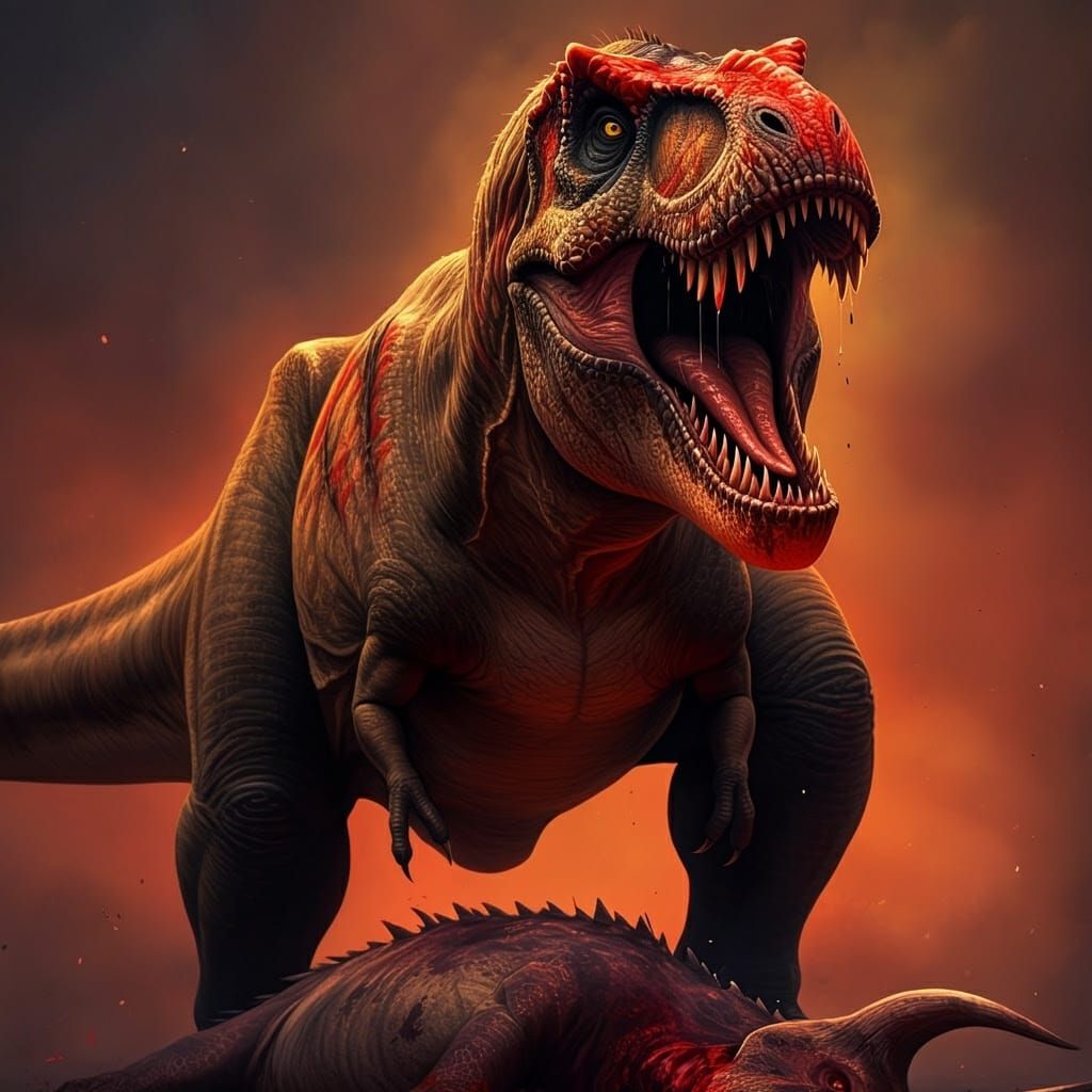 Tyrannosaurus Rex in Hyper-Realistic, Splash Art S... - AI Art