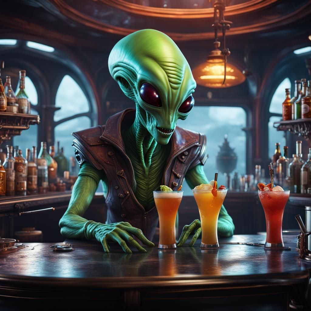Alien bartender - AI Generated Artwork - NightCafe Creator