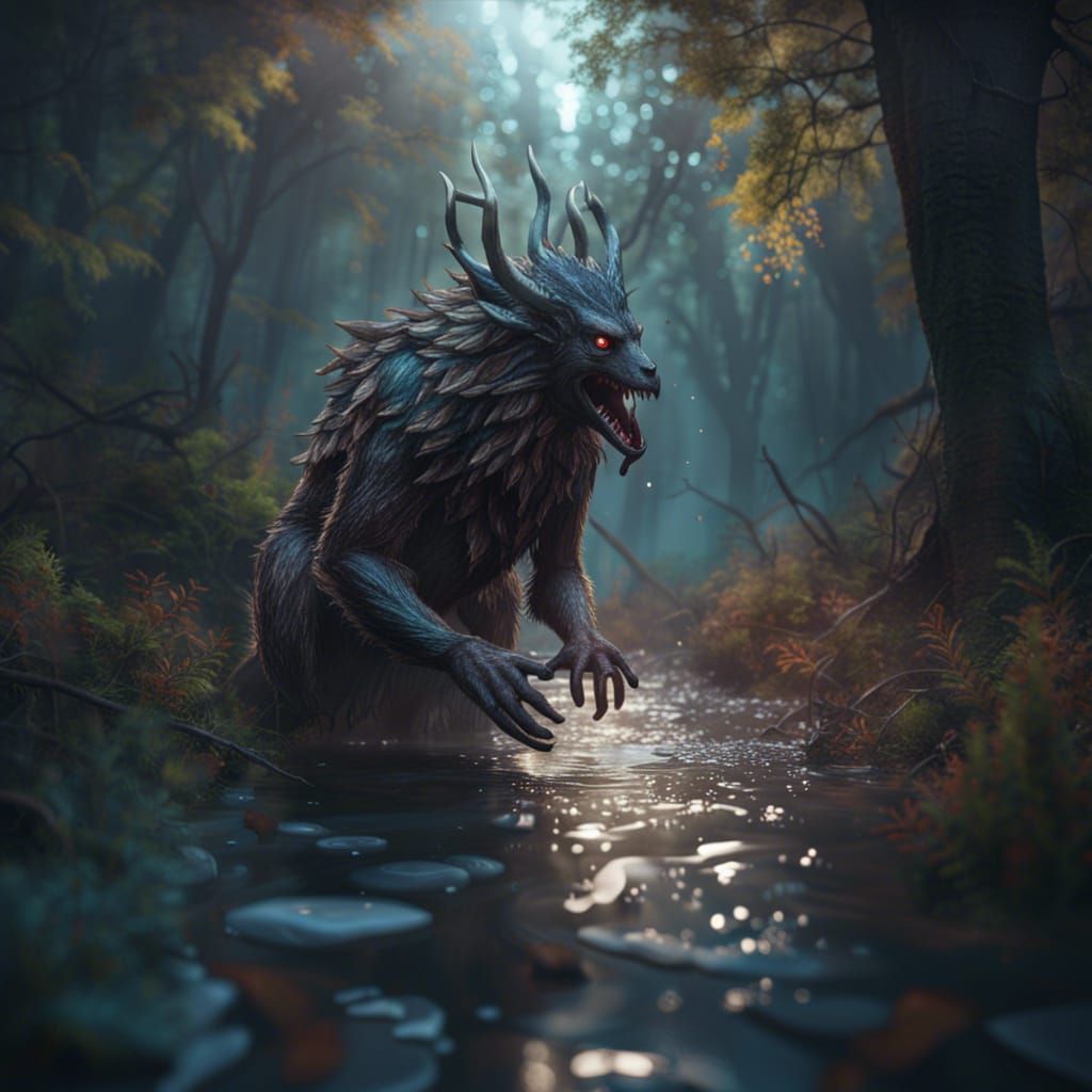 trail cam footage of a cryptid catching bait - AI Generated Artwork ...