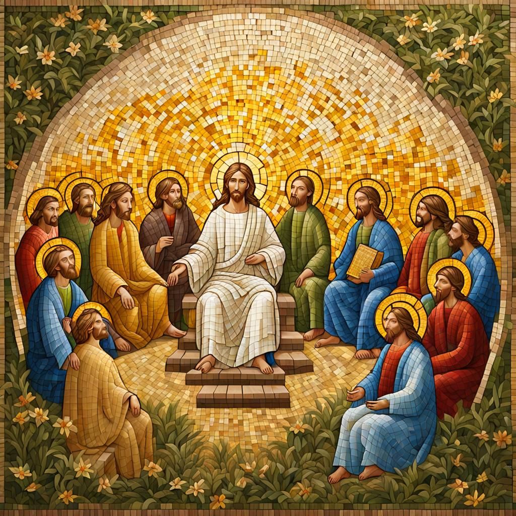 Jesus with his 12 disciples - AI Generated Artwork - NightCafe Creator