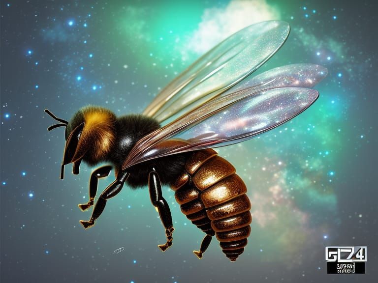 Insanely detailed photograph of a Lovely Cute Galaxy Crystal Bee by ...