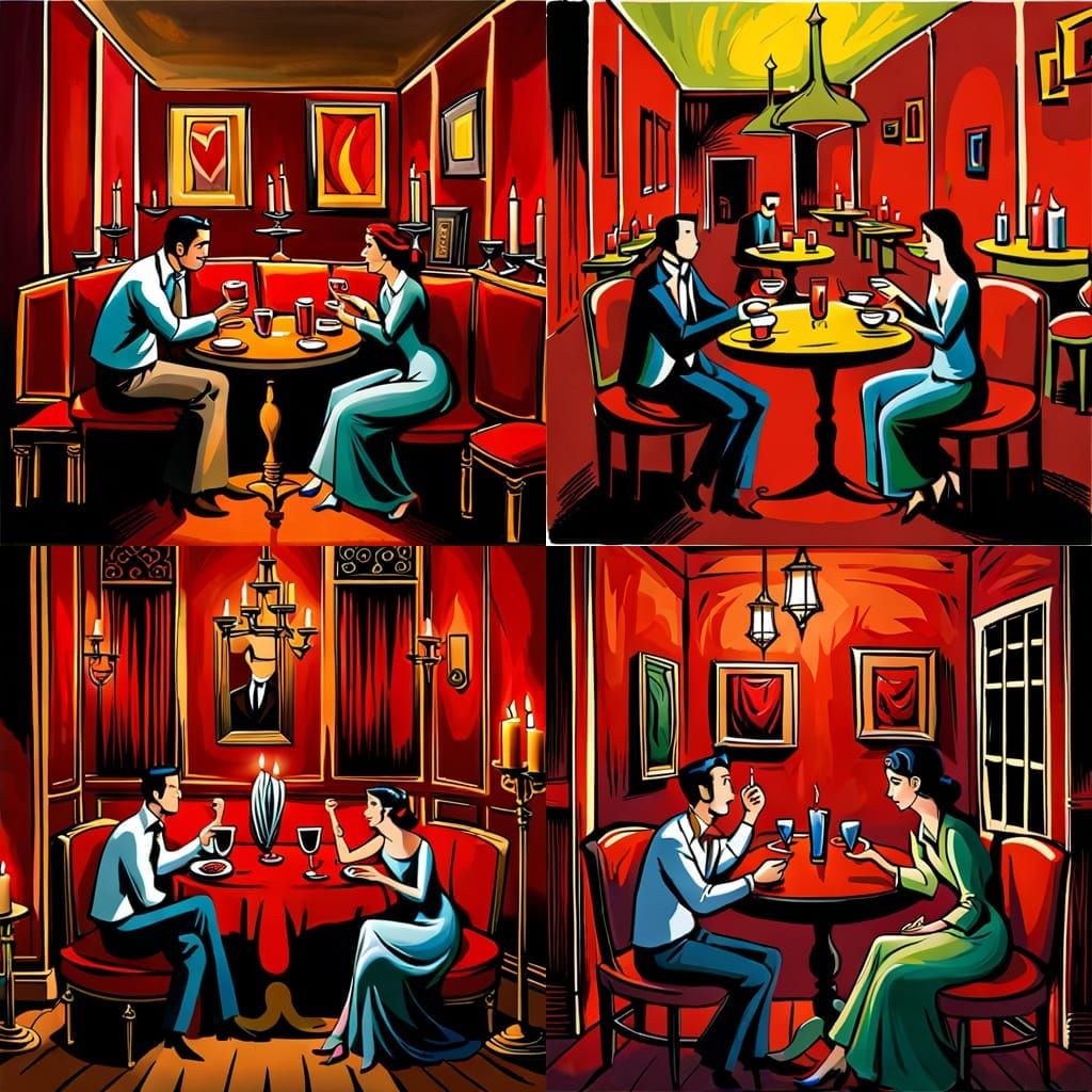 Night Café: The Couple Gathered Around the Table - AI Generated Artwork ...