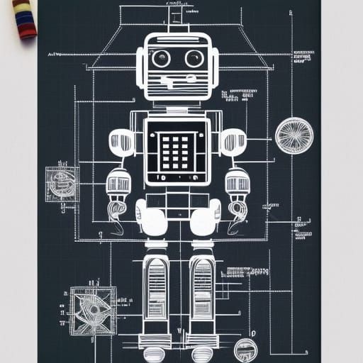 Cute Robot Blueprints - AI Generated Artwork - NightCafe Creator