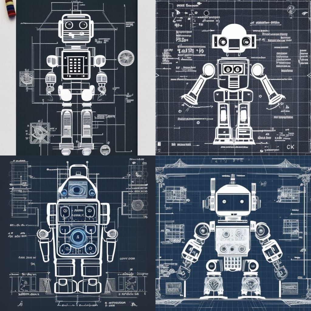 Cute Robot Blueprints - AI Generated Artwork - NightCafe Creator
