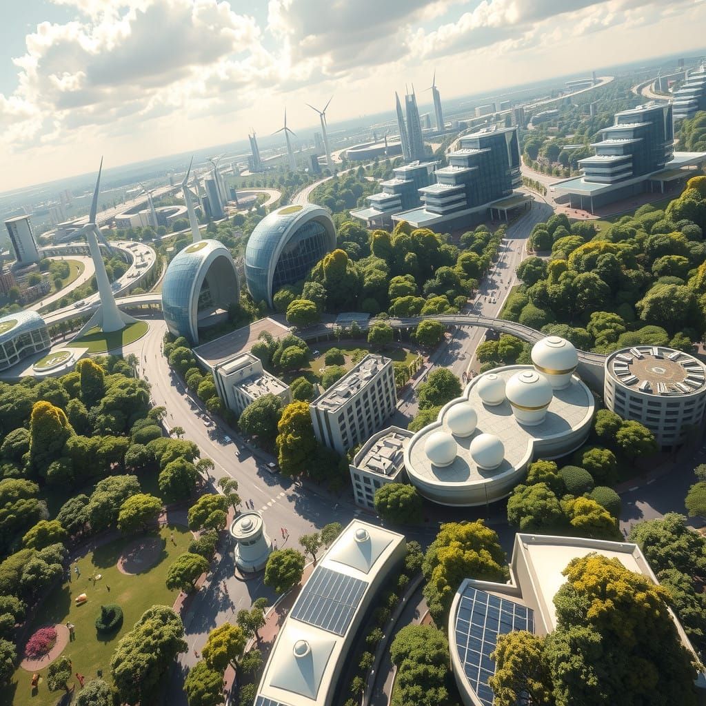 Solarpunk city - Surreal Solarpunk Metropolis Blends Futuris...