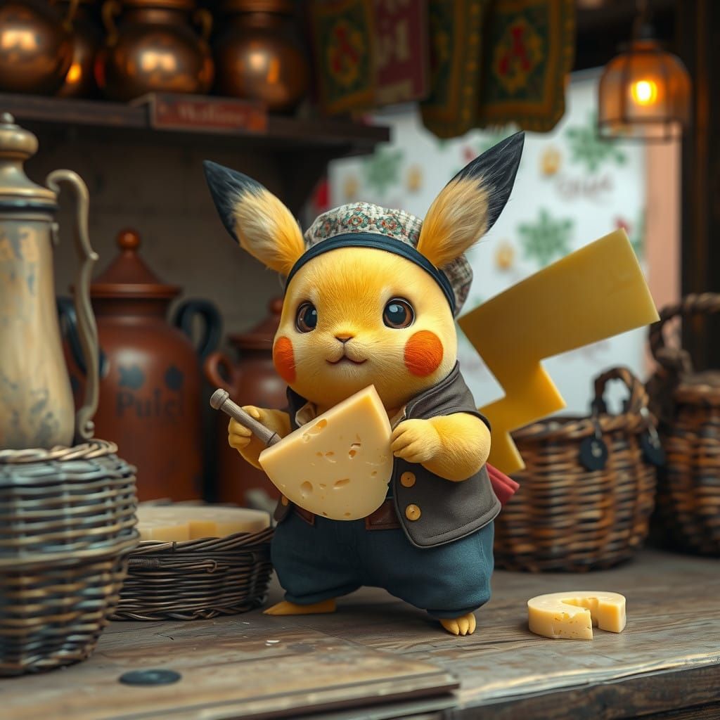 Italian Pikachu Pilfers Parmesan, Photorealistic M... - AI Art