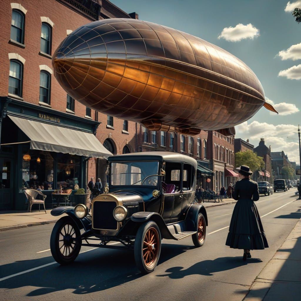 Victorian Women in a Futuristic World with Blimps ... - AI Art