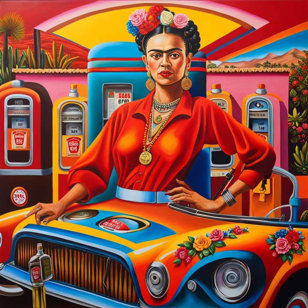 Hey Frida! Why has gas gone up so much??? ⛽️⛽️⛽️ - AI Generated Artwork ...