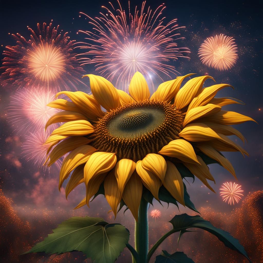 sunflower fireworks - AI Generated Artwork - NightCafe Creator