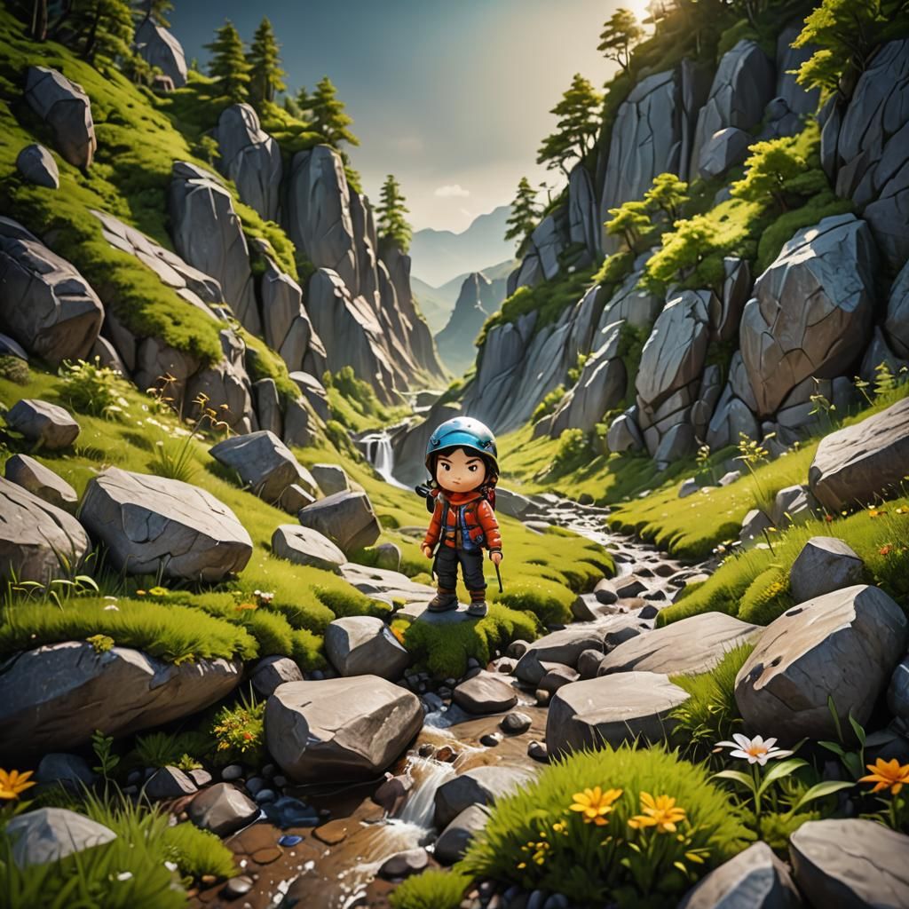 Oil Chibi doll: landscape, summer, by Jimmy Chin, saturated, colors ...