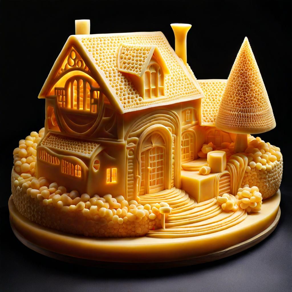 House made of cheese intricately detailed hyperdetailed composed of ...