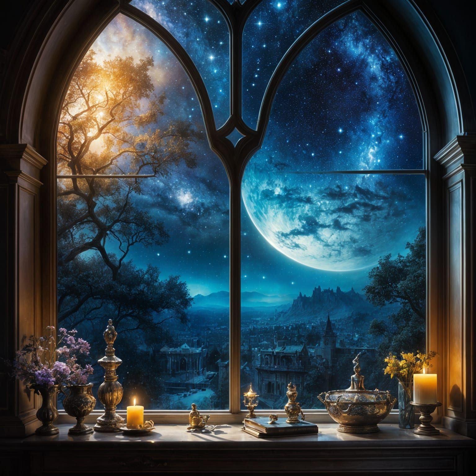 a starry night view - a starry night view