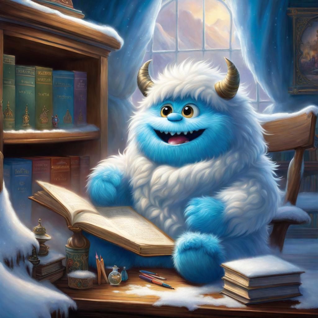 snow monster at desk in classroom first day of school - AI Generated ...