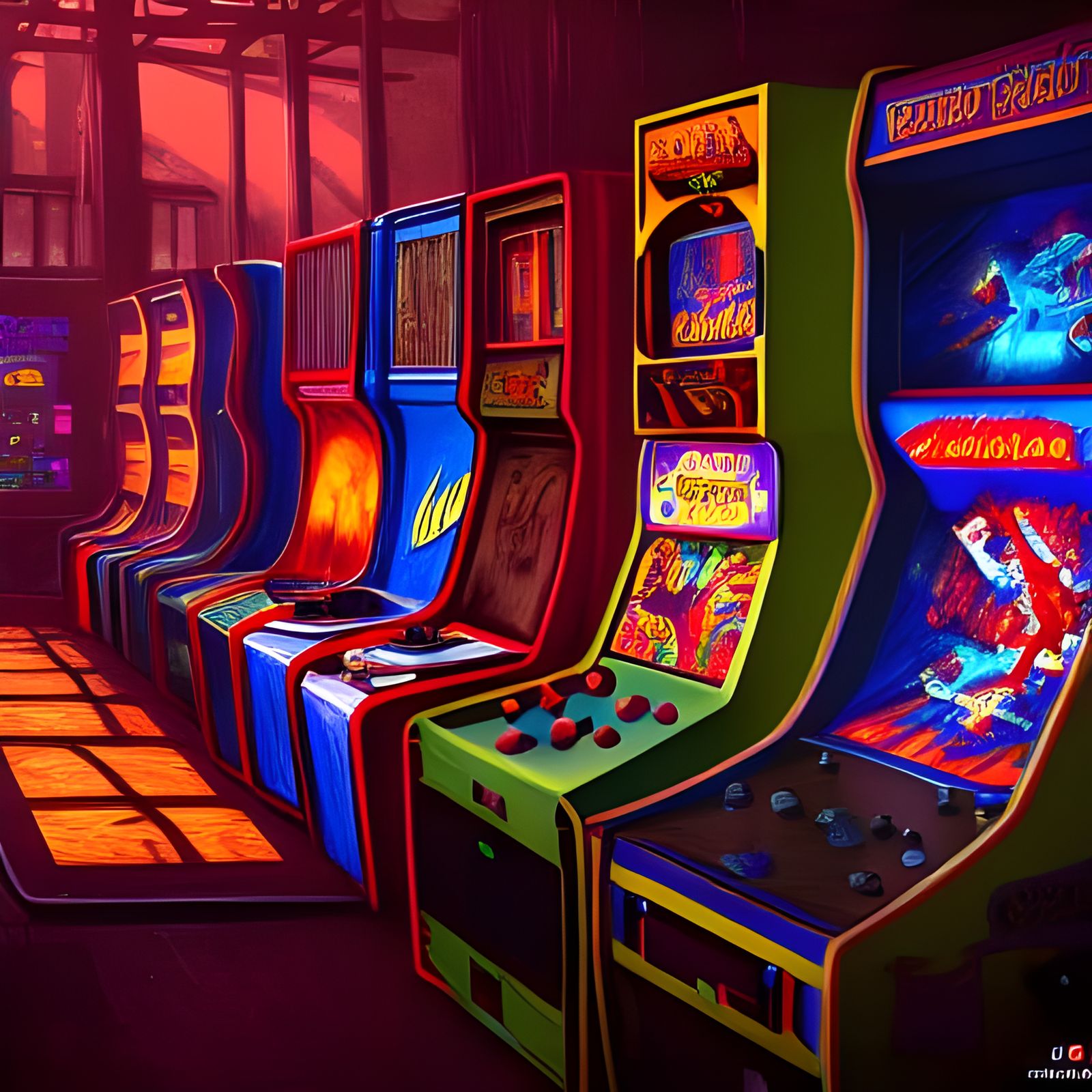 A room full of arcade machines from the '90s - AI Generated Artwork ...
