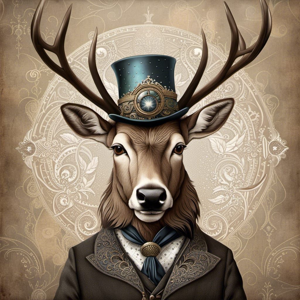 Victorian Stag - Victorian Stag Portrait with Constellation ...