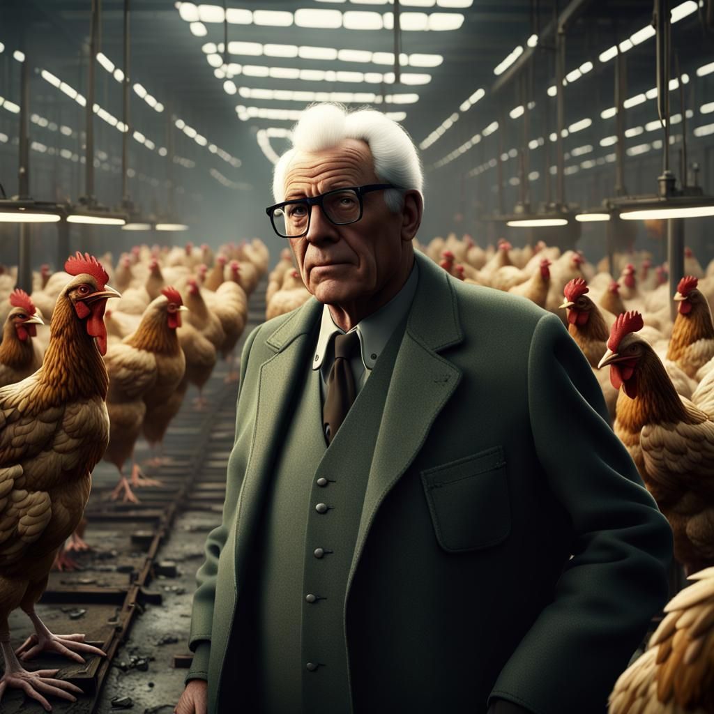 colonel sander taking a feildtrip to the chicken factory - AI Generated ...