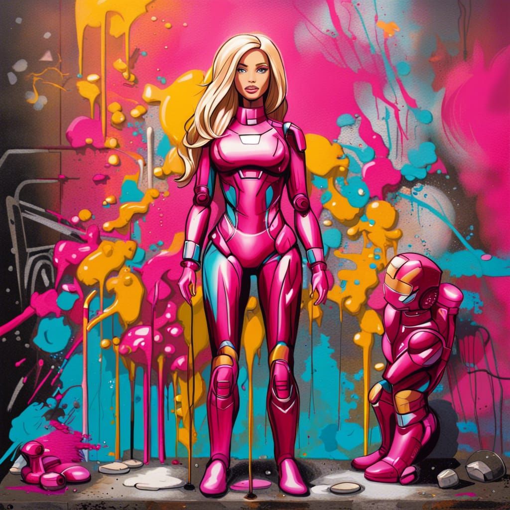 barbie with iron man suits - AI Generated Artwork - NightCafe Creator