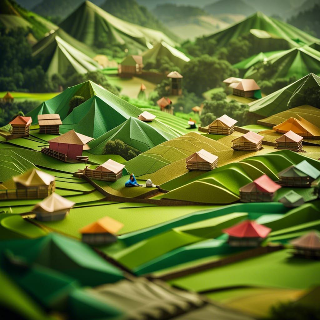 Origami Rice Fields - AI Generated Artwork - NightCafe Creator