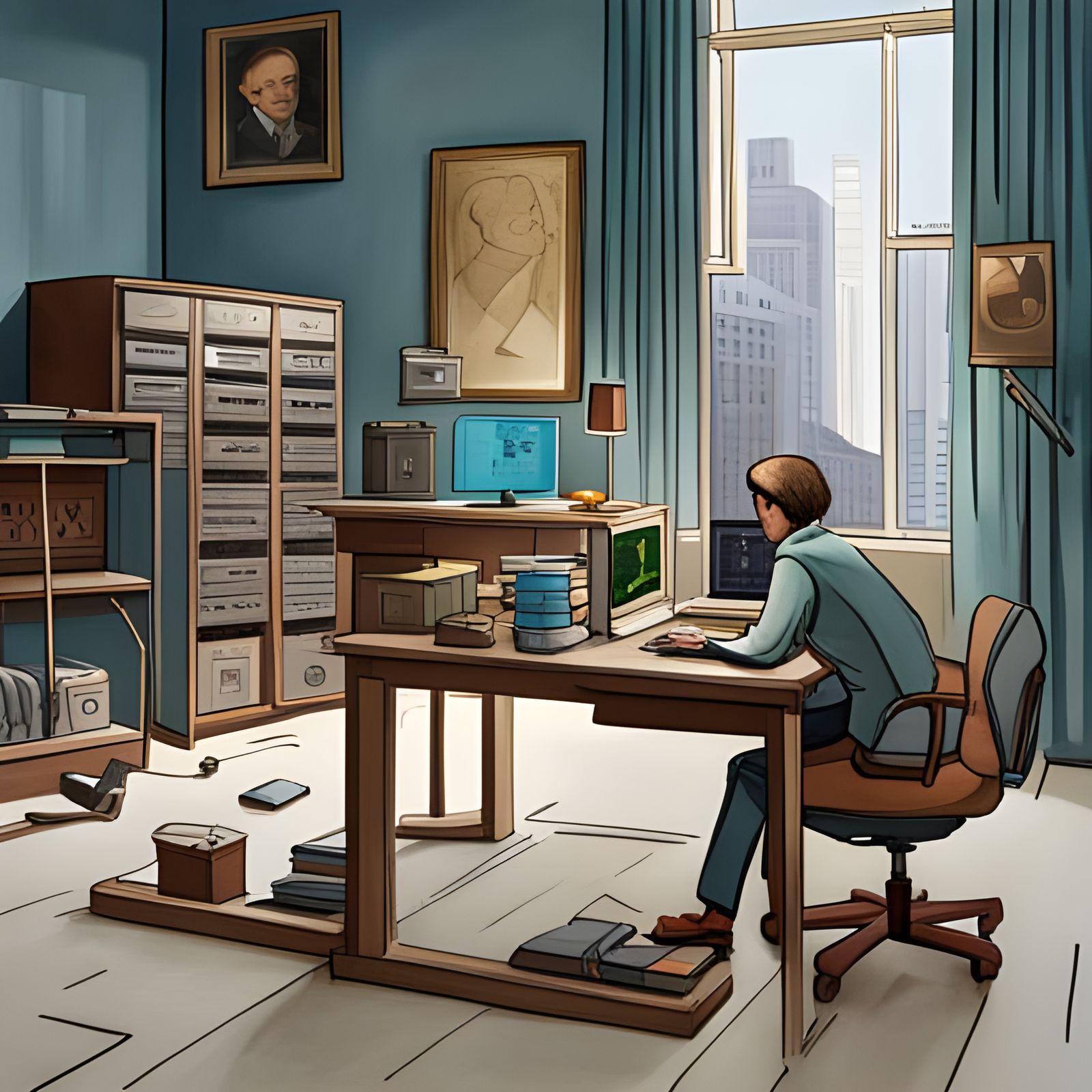 Working In The Office - AI Generated Artwork - NightCafe Creator