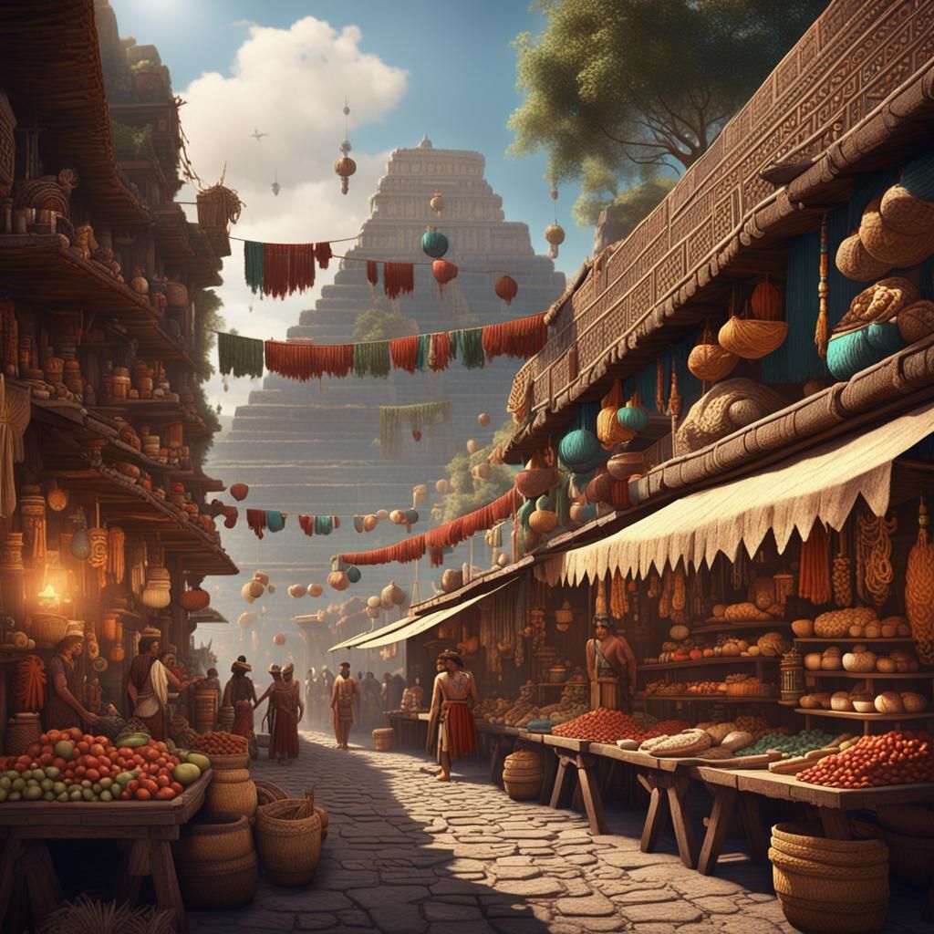 Aztec Market (Classical Age) - AI Generated Artwork - NightCafe Creator