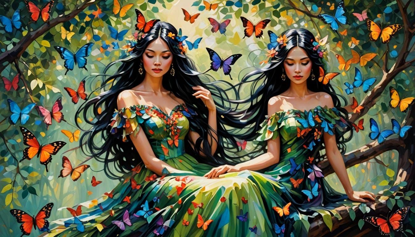 Among Butterflies - A Sultry Goddess Among Vibrant Butterfli...