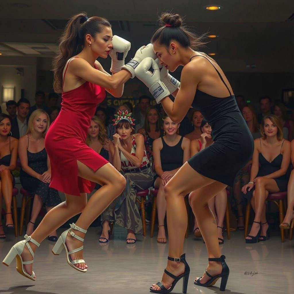 Women in fight - Hyper-Realistic Boxing Match in Glamorous A...