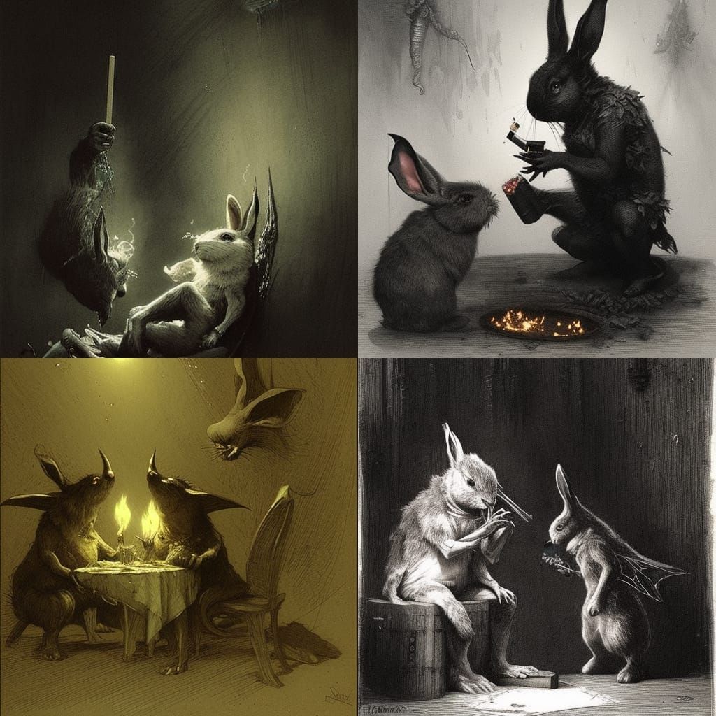 bunny and bat smoking some weed - AI Generated Artwork - NightCafe Creator