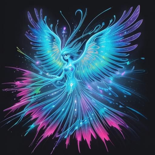 STUNNINGLY BEAUTIFUL happy Bioluminescence birds FINELY DETAILED with ...