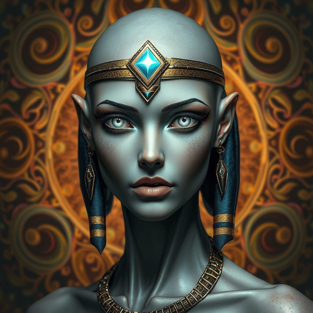 Stunning Egyptian Goddess from Sirius B with Silve... - AI Art