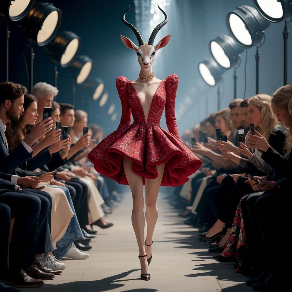 A humanoid female antelope on the runway