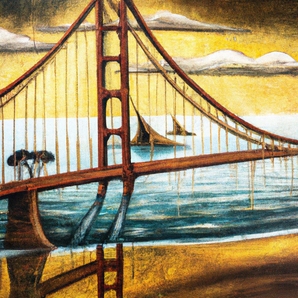 Golden Gate Bridge in Surrealist Oil Painting Styl... - AI Art
