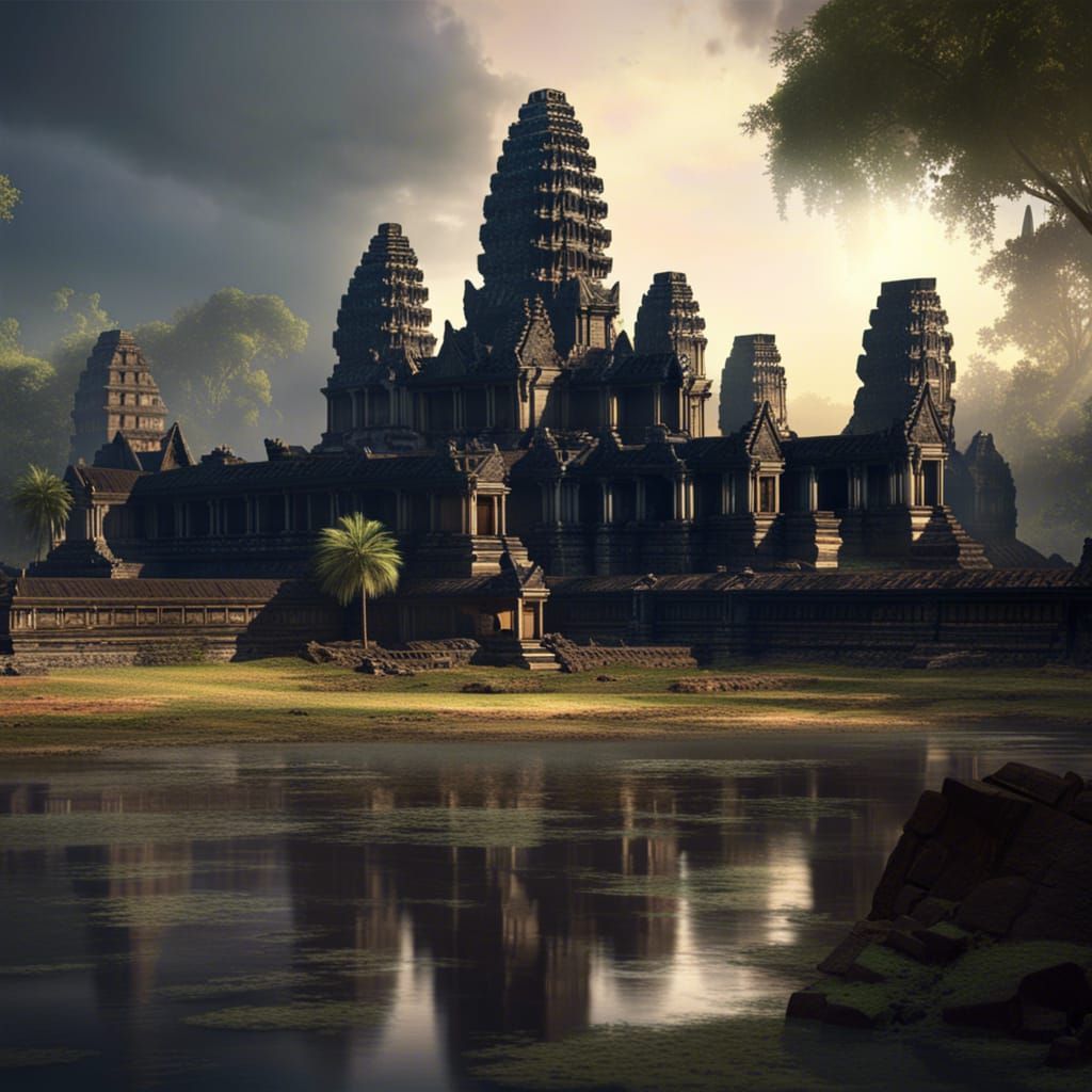 Angkor Wat archaeological site/ 8k resolution concept art detailed ...
