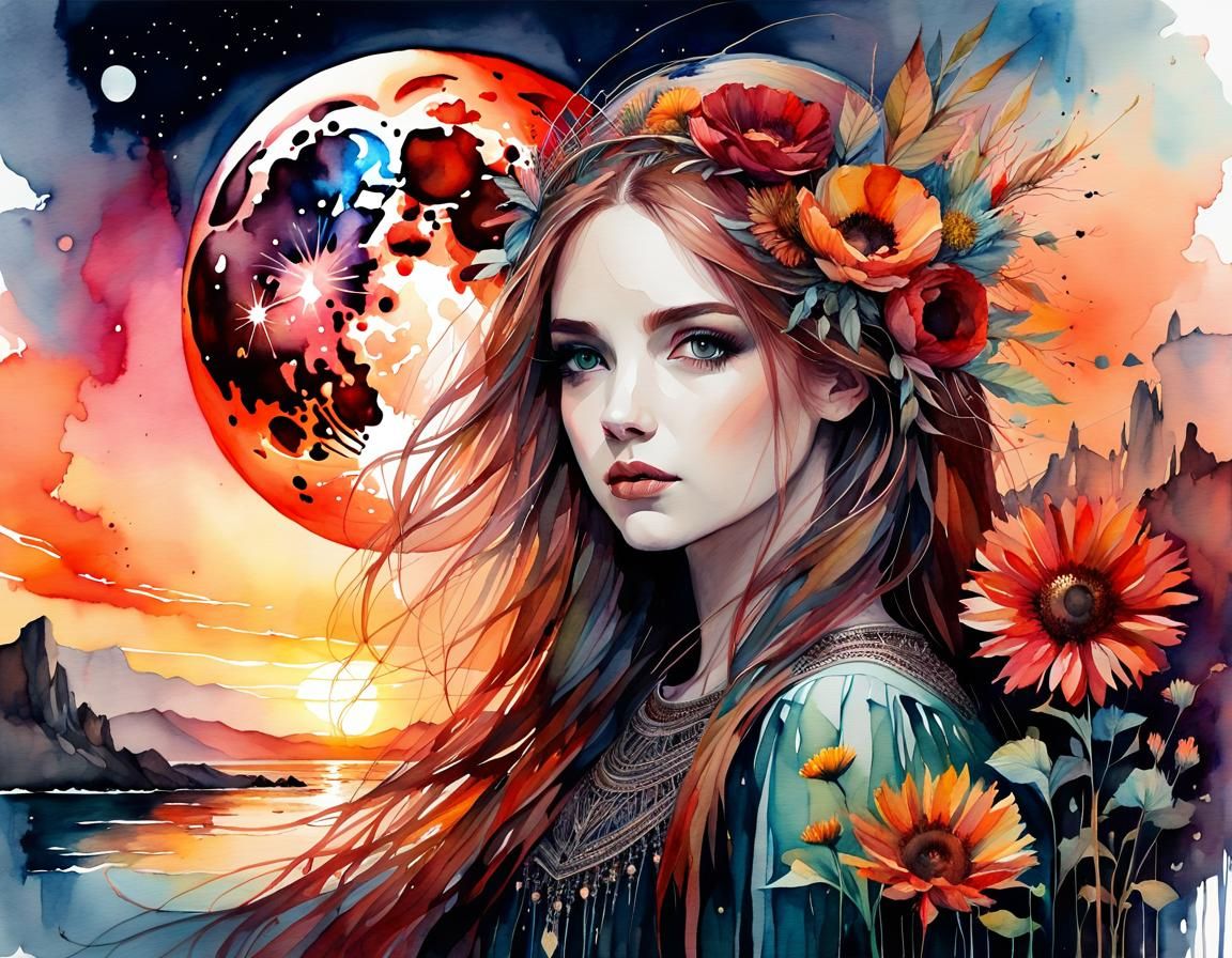 Moonlight portrait - AI Generated Artwork - NightCafe Creator