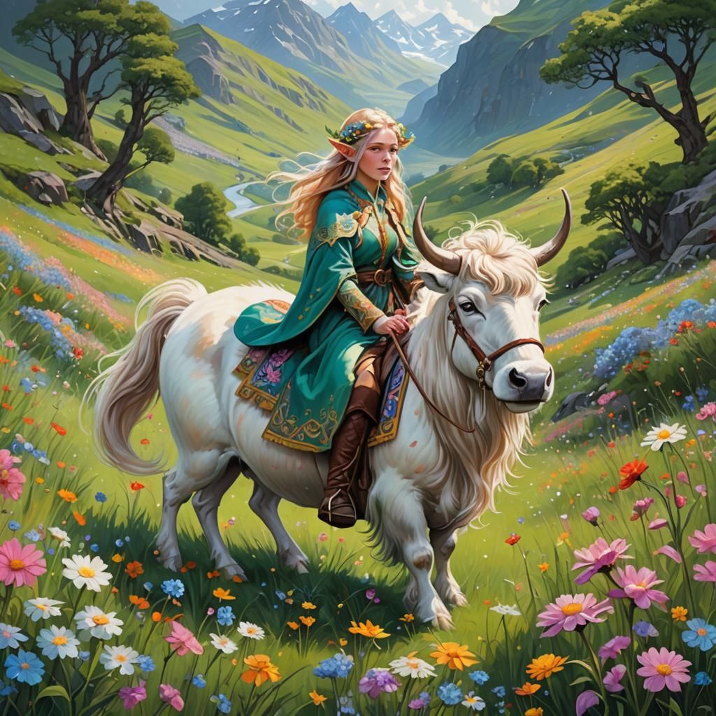 Elf Princess Riding Her Faithful Steed Penta - AI Generated Artwork ...