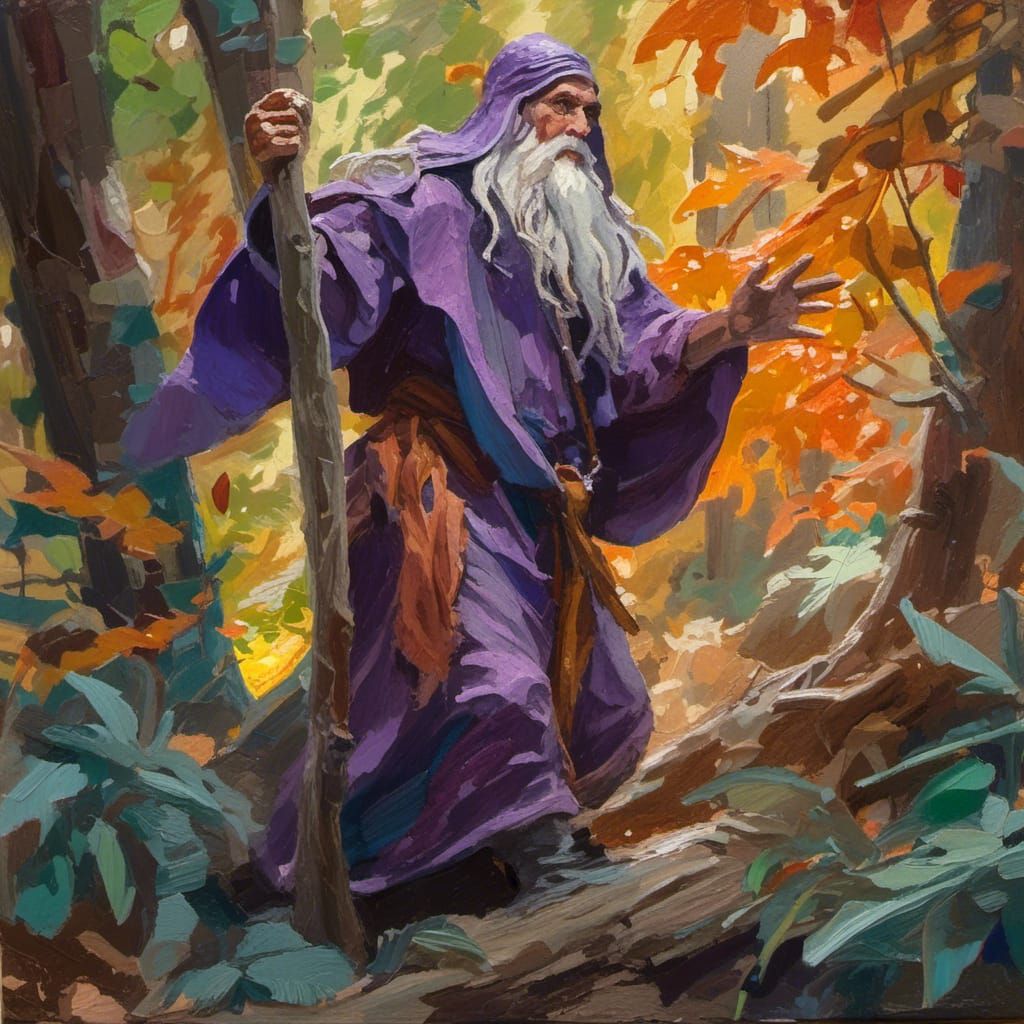 Merlin Walking in the Woods - AI Generated Artwork - NightCafe Creator