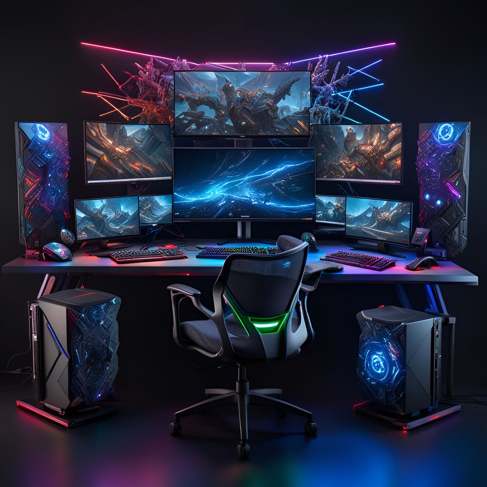 Gaming PC Setup - AI Generated Artwork - NightCafe Creator