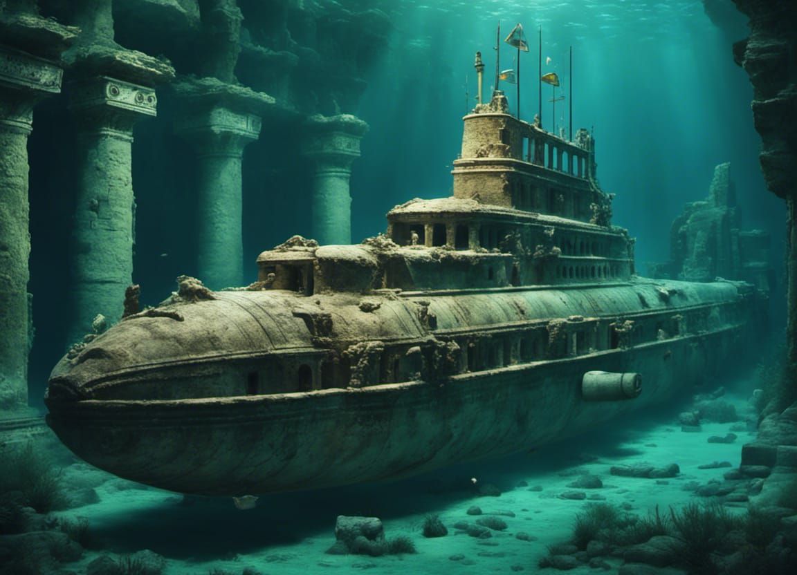 Sunken Submarine Among Ruins - AI Generated Artwork - NightCafe Creator