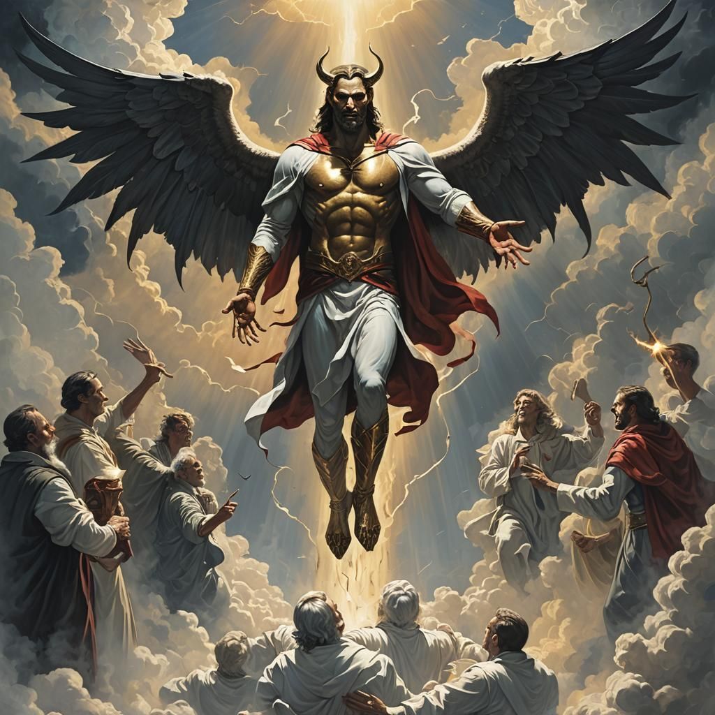 lucifer being casted down from heaven - AI Generated Artwork ...