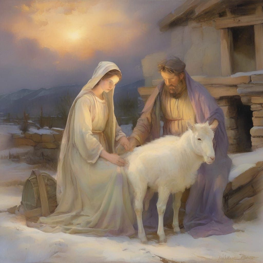 Vintage Watercolor Nativity Scene in Soft, Golden ... - AI Art