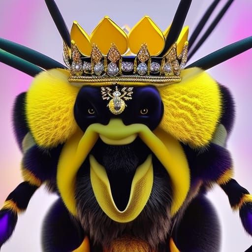 Portrait of a Beautiful Happy Regal 🐝Crown Wearing Queen Bumblebee 👑🐝 ...