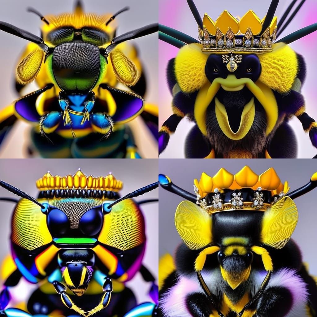 Portrait of a Beautiful Happy Regal 🐝Crown Wearing Queen Bumblebee 👑🐝 ...