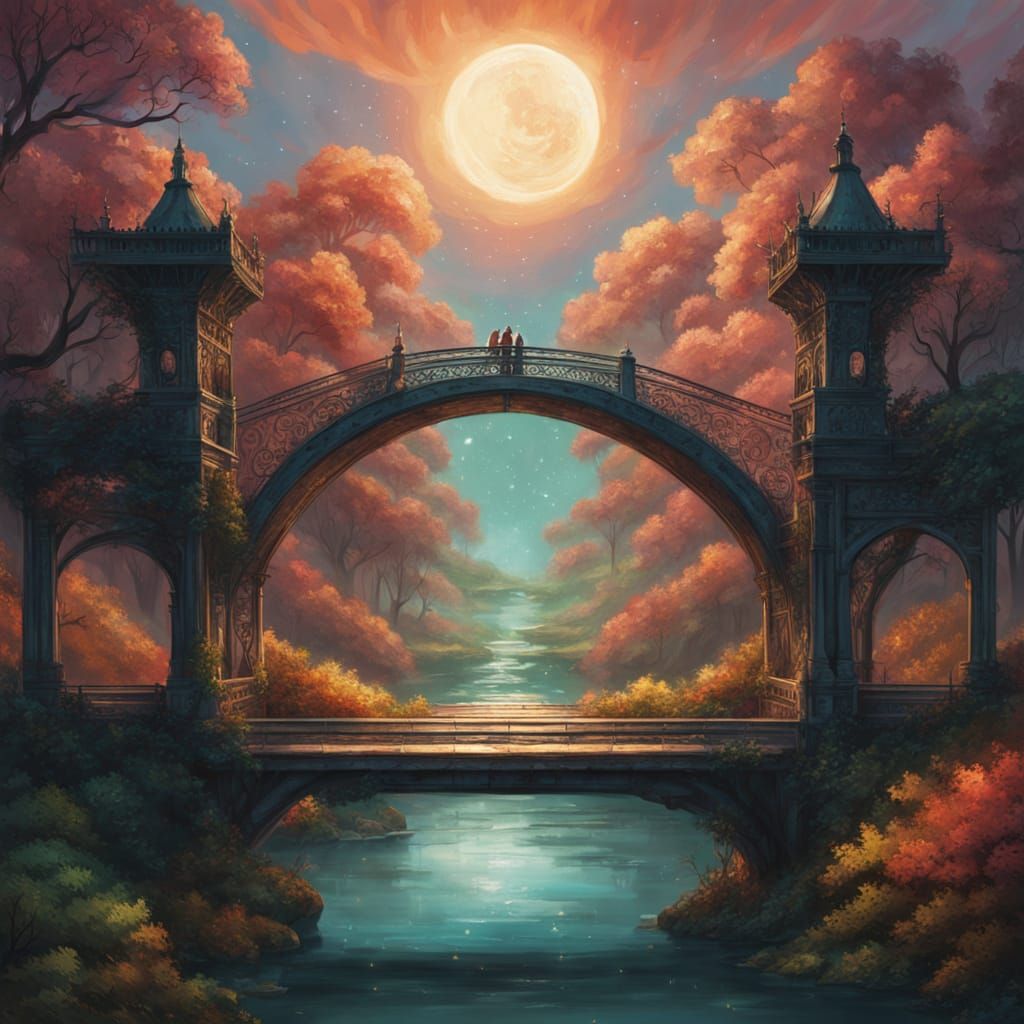 Fantasy Bridge of Enchanted Dreams in Vibrant Oil ... - AI Art
