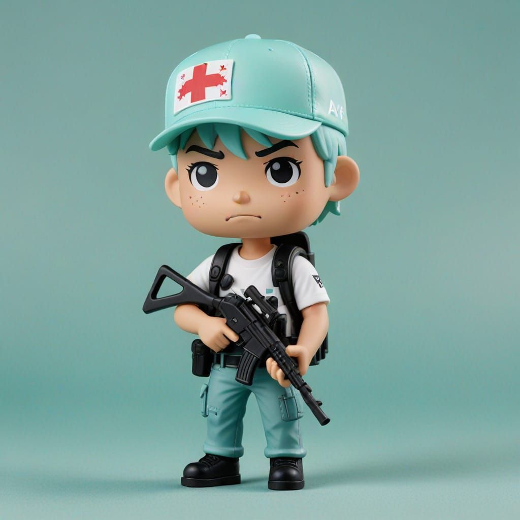 Modern Collectible Figure in Vibrant Aquatic Box - AI Art