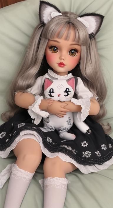 dolly with a kitty - AI Generated Artwork - NightCafe Creator